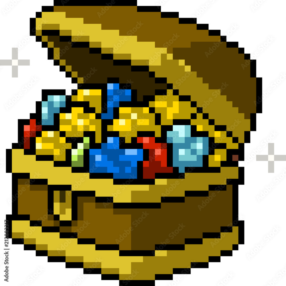 vector pixel art treasure chest Stock Vector | Adobe Stock