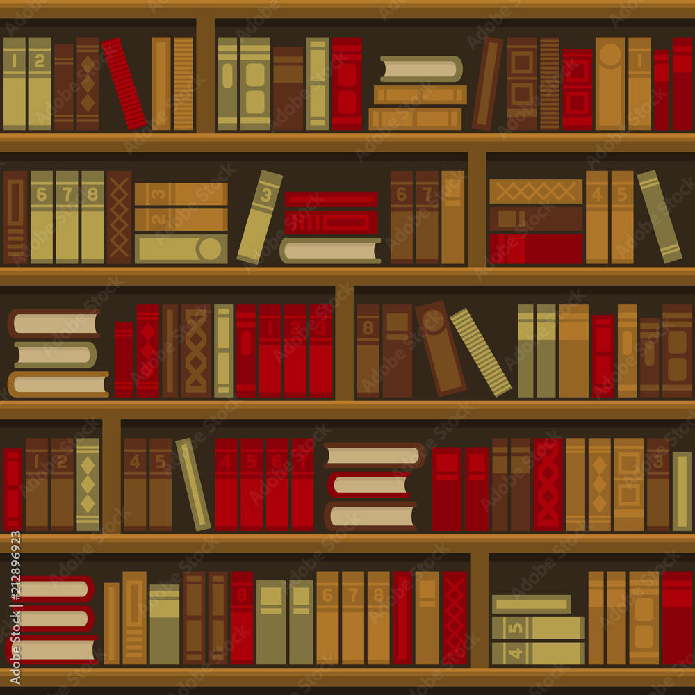 Library Book Shelf Seamless Background. Vector Stock Vector | Adobe Stock