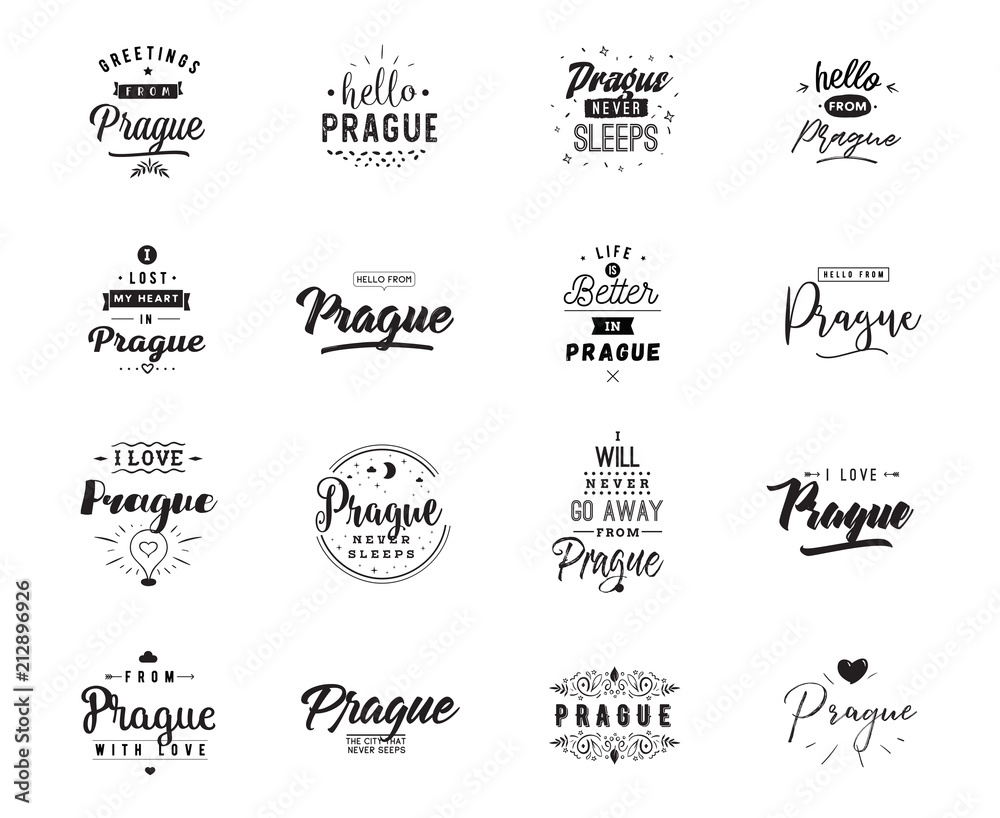 Greeting cards, vector design. Isolated logos. Typography set. Stock ...