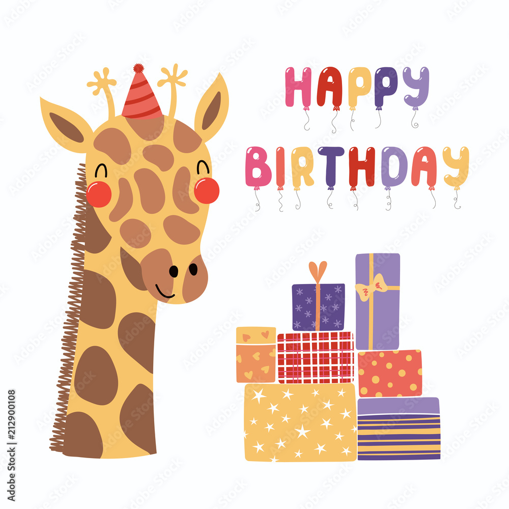 Cute Happy Birthday Giraffe