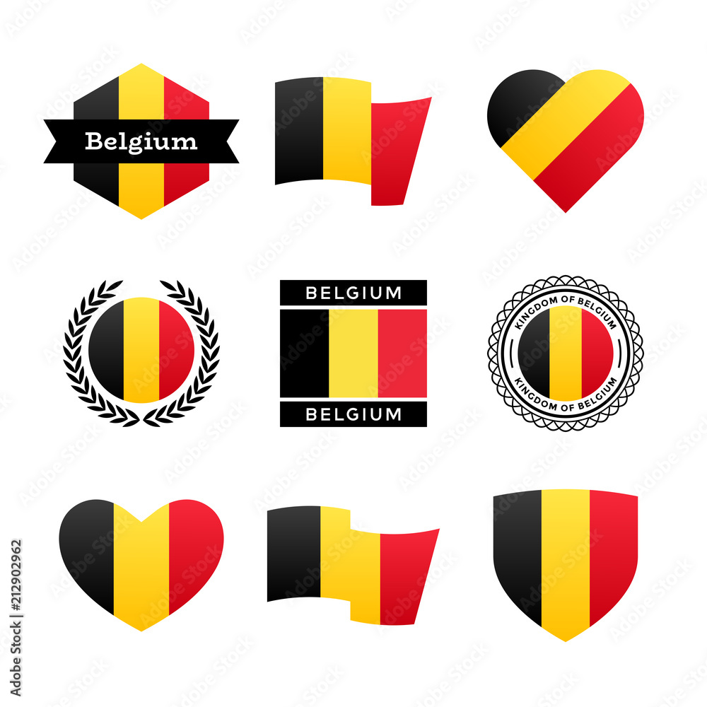 Belgian flag and other national symbols. Kingdom of Belgium Stock ...