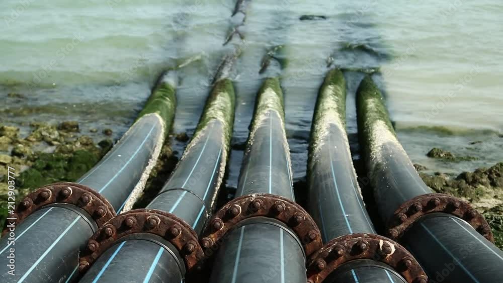 Pipes for intake of sea water and desalination in Doha, Qatar ...