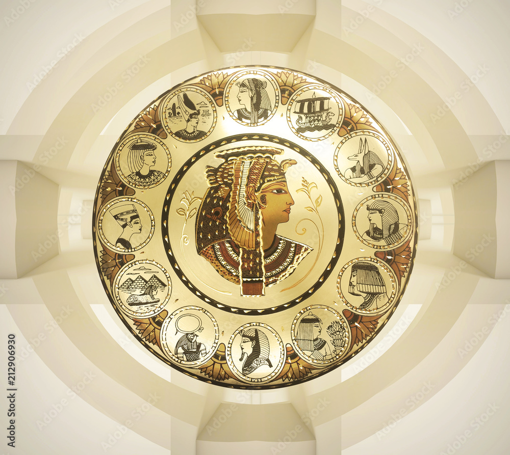Abstract ancient Egyptian background, Cleopatra. Eastern interior ...