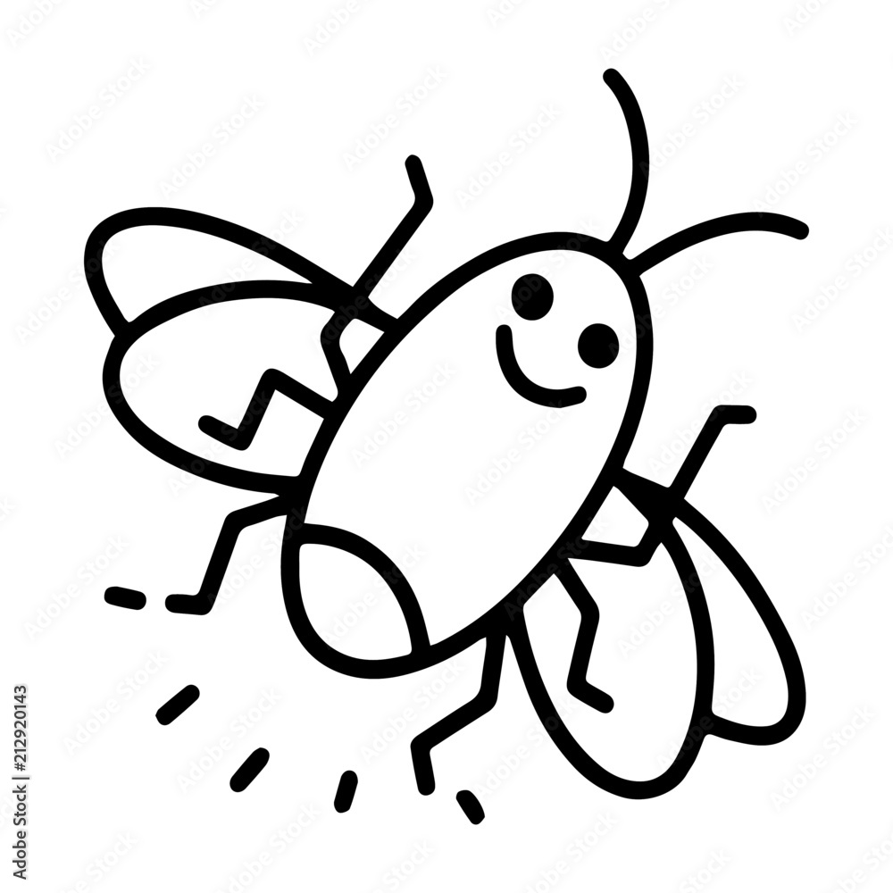 Cute firefly cartoon illustration isolated on white background for ...