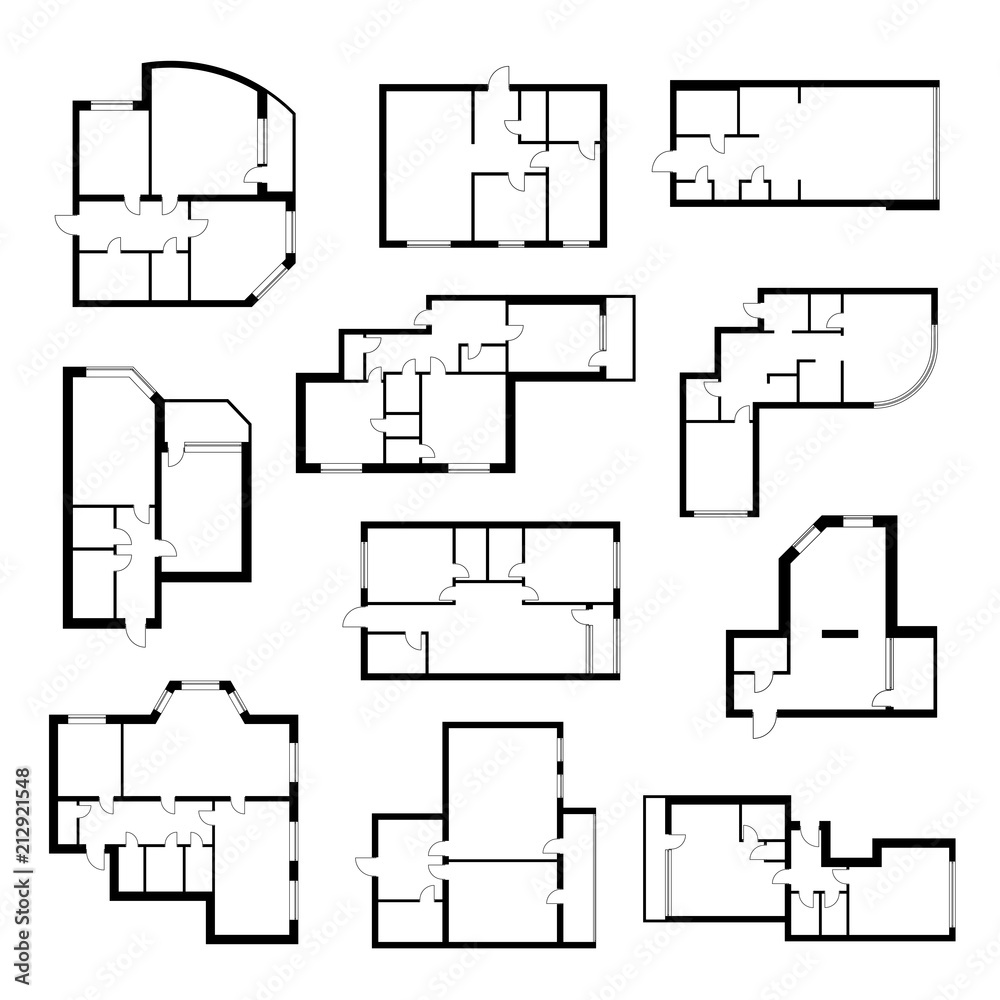 Apartment plan set Stock Vector | Adobe Stock
