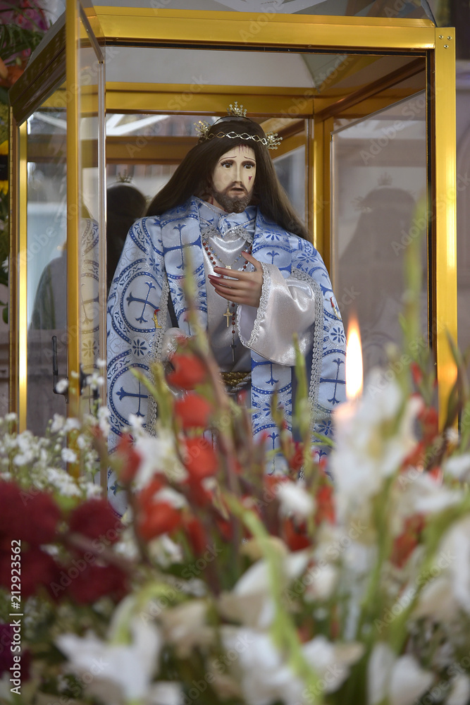 Christ inside a glass box Figure of Jesus being kept for devotion Stock ...