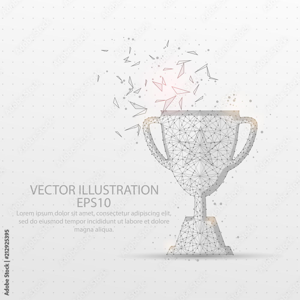 Champion trophy low poly wire frame on white background. Stock Vector ...