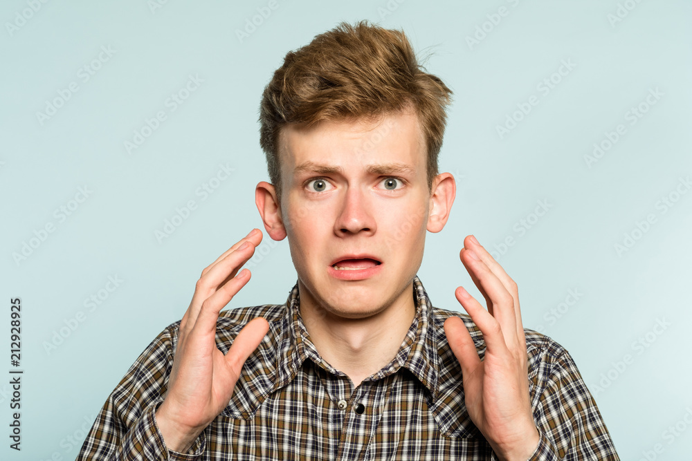 oh no. terrified shocked desperate alarmed dismayed man in distress ...