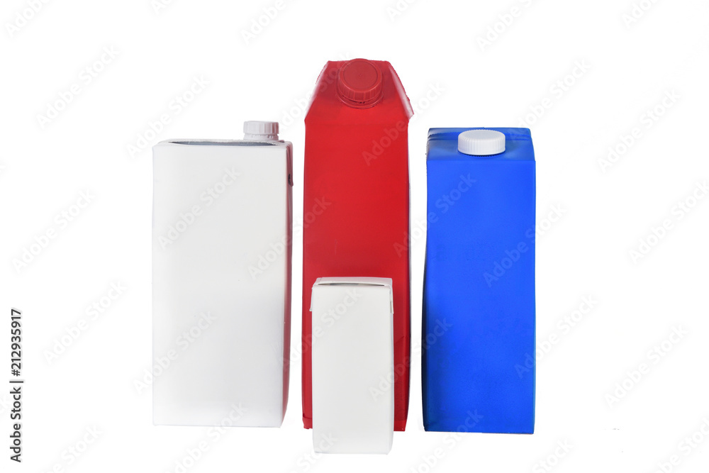 group of packaging isolated on white Stock Photo | Adobe Stock