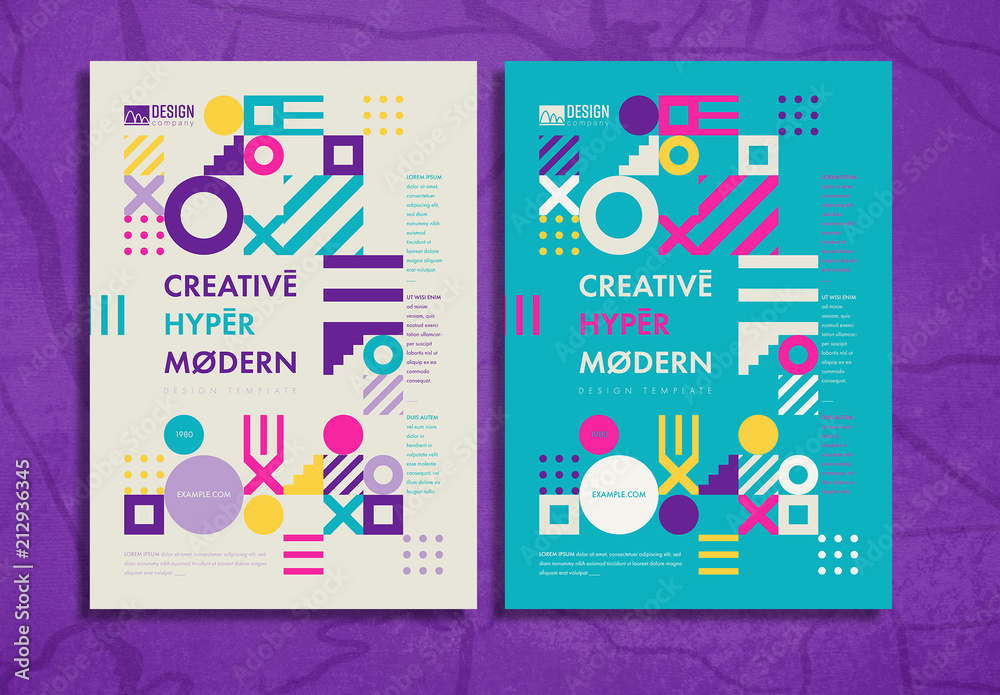 Flyer Layout with Colorful Geometric Shapes Stock Template | Adobe Stock