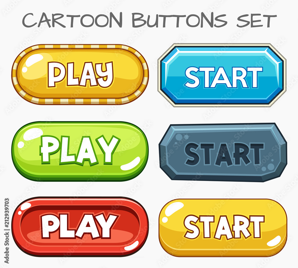 Cartoon buttons set game.Vector illustration Stock Vector | Adobe Stock