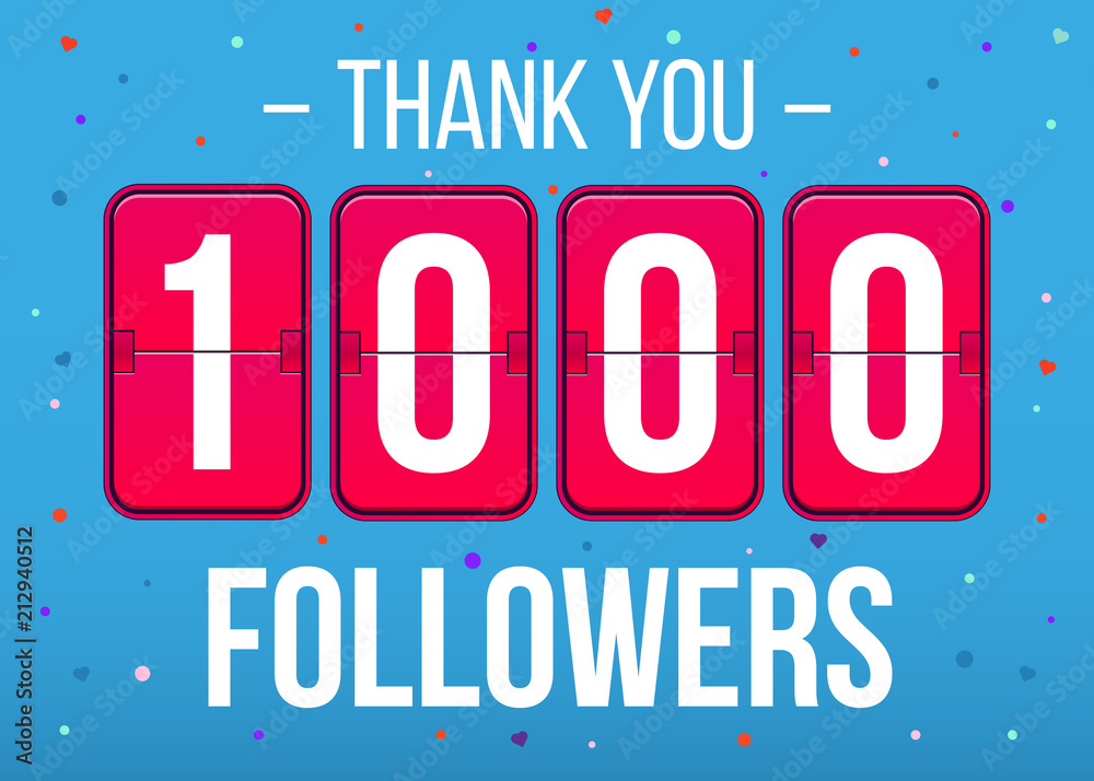 Creative vector illustration of 1000 followers subscribers, thank you ...