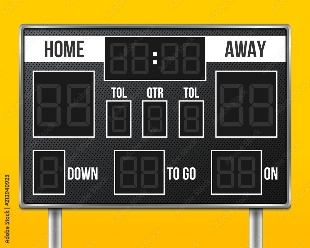 Creative vector illustration of american football scoreboard with ...