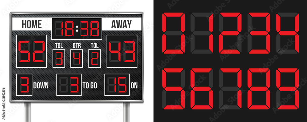 Creative vector illustration of american football scoreboard with ...