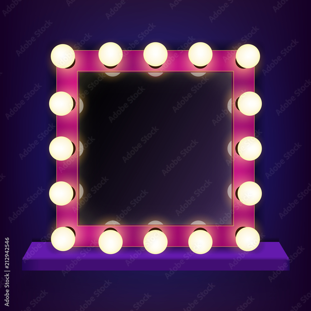 Creative vector illustration of makeup frame with light, volumetric ...