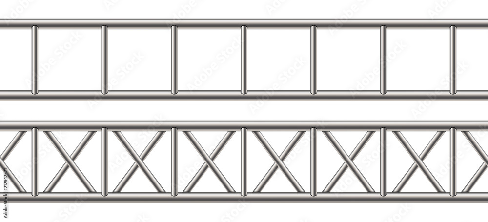 Creative vector illustration of steel truss girder, chrome pipes ...