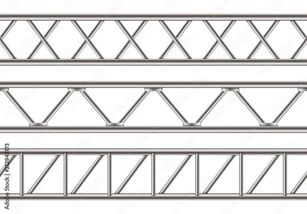 Creative vector illustration of steel truss girder, chrome pipes ...