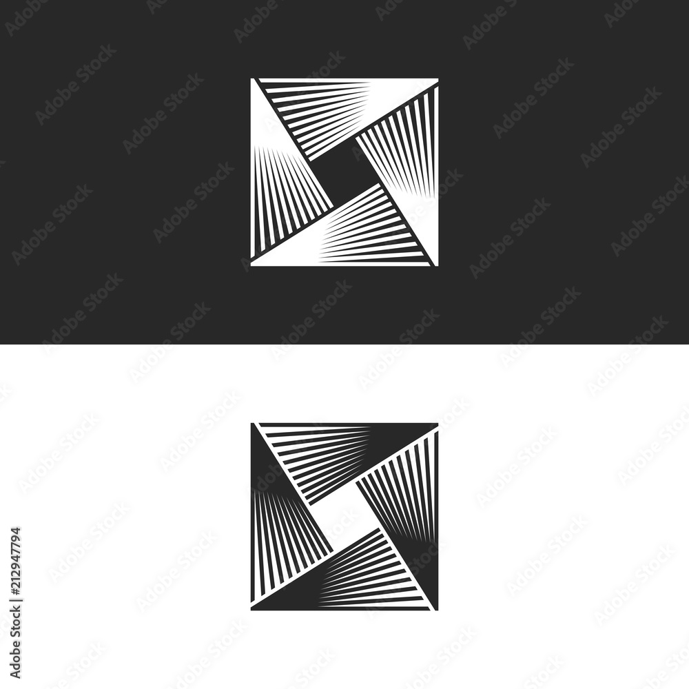 Square logo abstract geometric infinity shape, technology linear ...