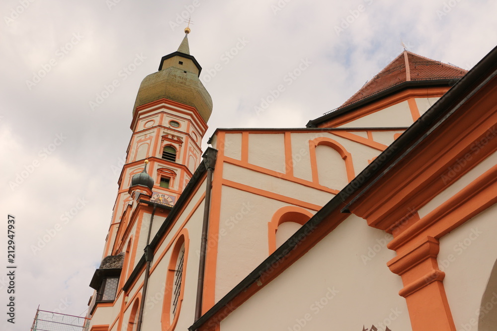 Kirchturm der Wallfahrtskirche von Kloster Andechs in Oberbayern Stock Photo | Adobe Stock