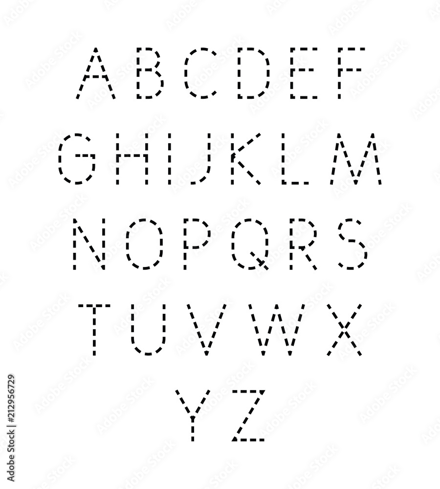 Vector dotted line font. Modern geometric stylized letters. Stock ...