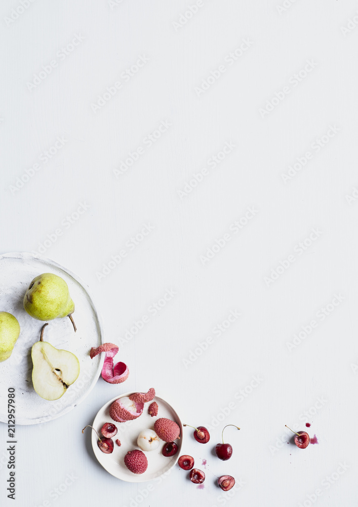 Pear, Lychee and Cherry Flaylay Stock Photo | Adobe Stock