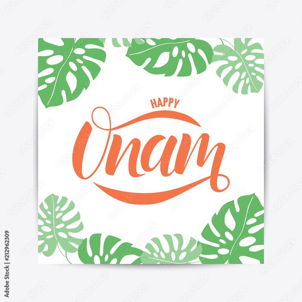 Happy Onam festival typography lettering Stock Vector | Adobe Stock