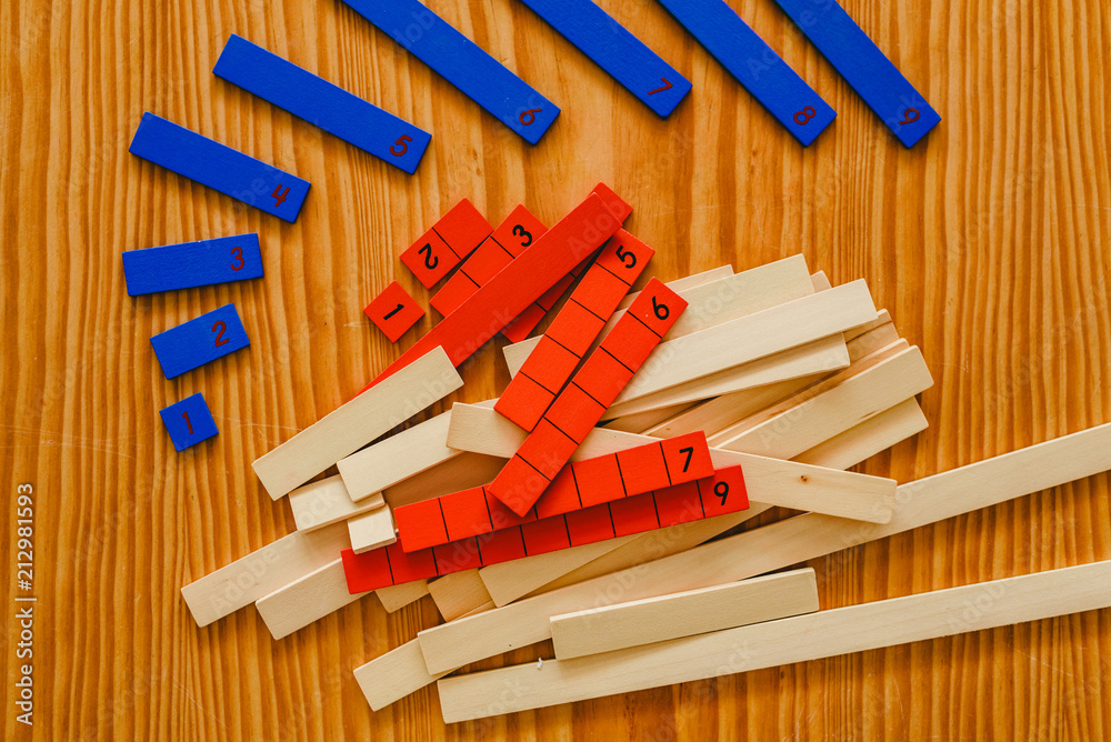 Montessori classroom material for learning children in the area of ...