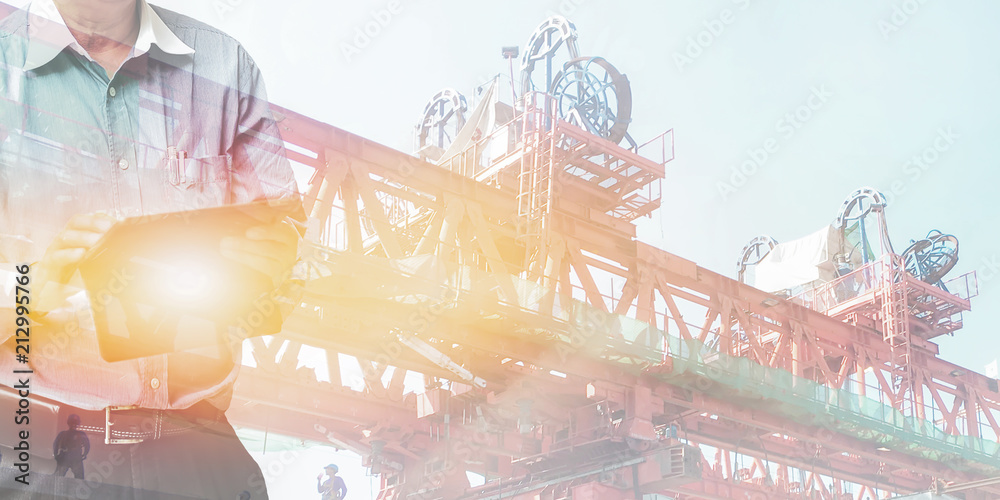 Heavy construction industrial background of logistic transportation ...