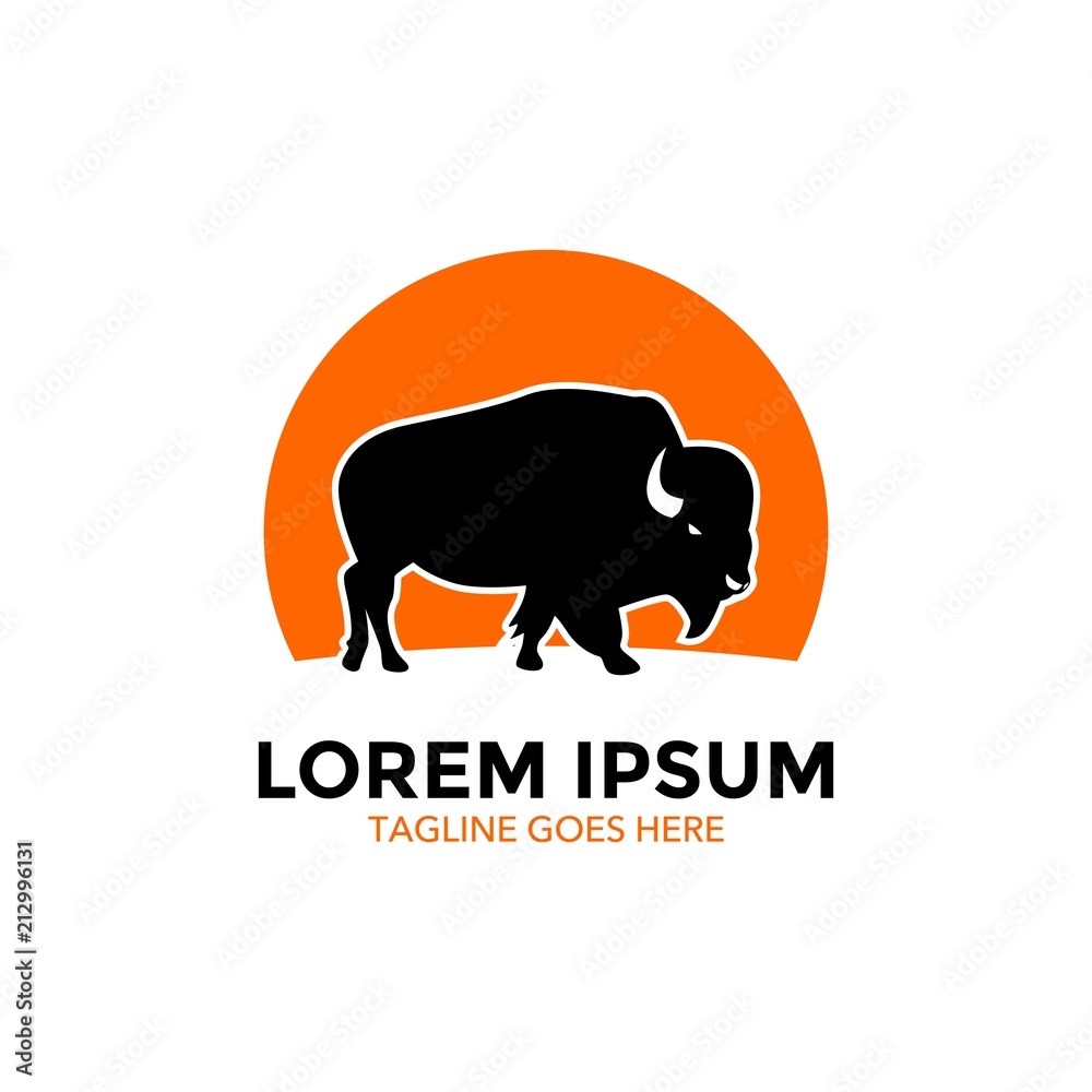 Unique bison logo template. vector. editable. simple shape. minimalist ...