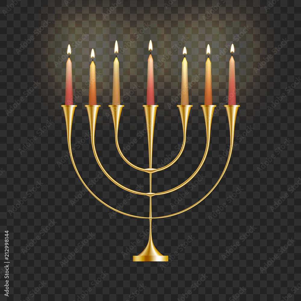 Stock vector illustration Hanukkah menorah with candles isolated on a ...