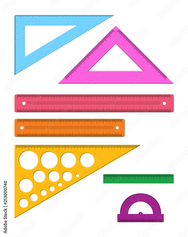 Plastic measuring rulers set. Stock Vector | Adobe Stock