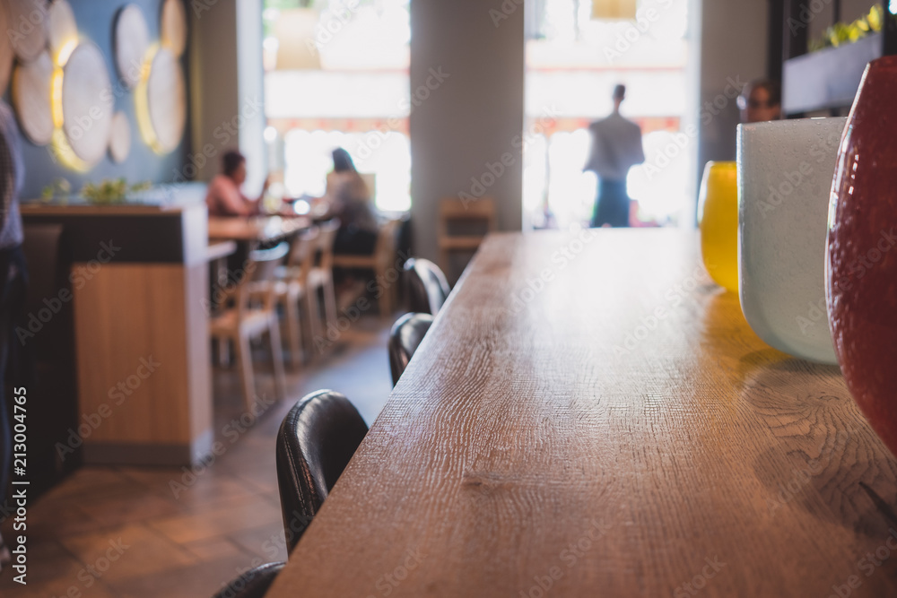 Blurred cafe interior background. Coffee shop blur background with ...