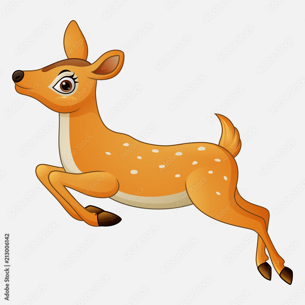 Cartoon funny deer running Stock Vector | Adobe Stock