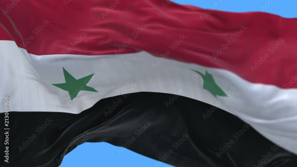 Vidéo Stock 4k seamless Close up of Syria flag slow waving with visible ...