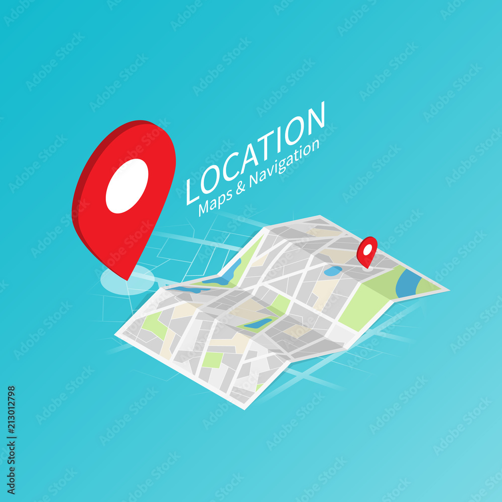 Maps & Navigation location,map paper isometric vector Stock Vector ...