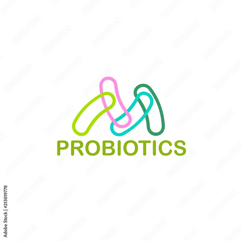 Probiotics logo. Concept of healthy nutrition ingredient for ...