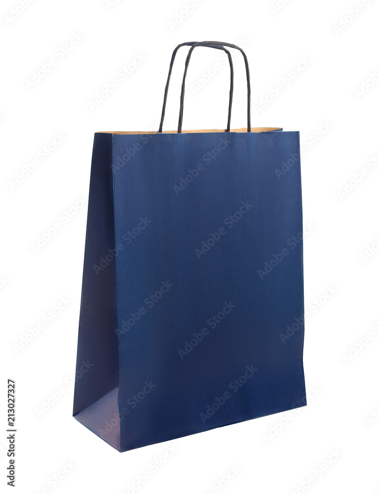 Ecological recycling dark blue paper package, packet, bag Stock Photo ...