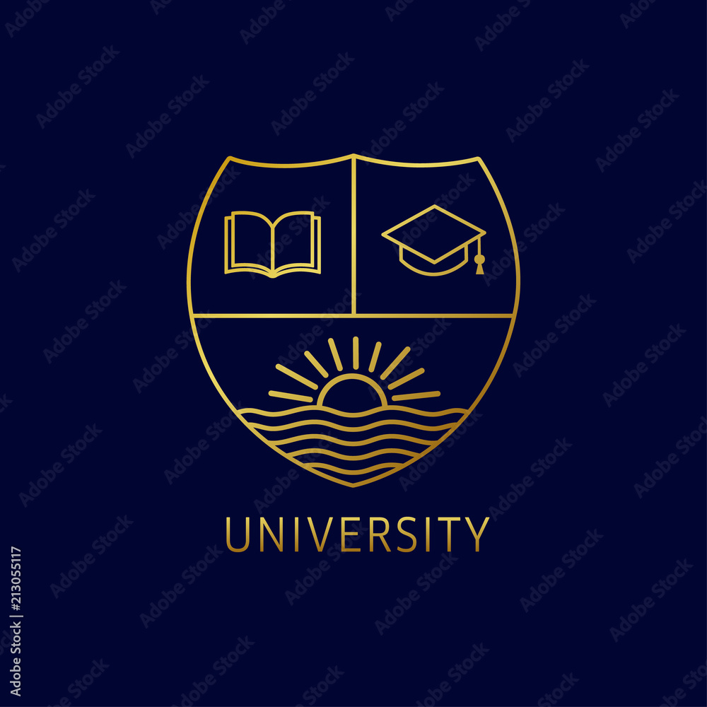 University education logo design with open book, square academic cap ...