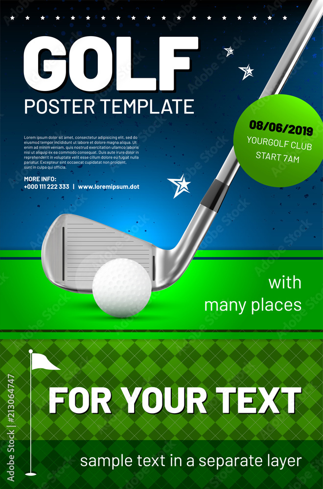 Golf poster template with sample text Stock Vector | Adobe Stock