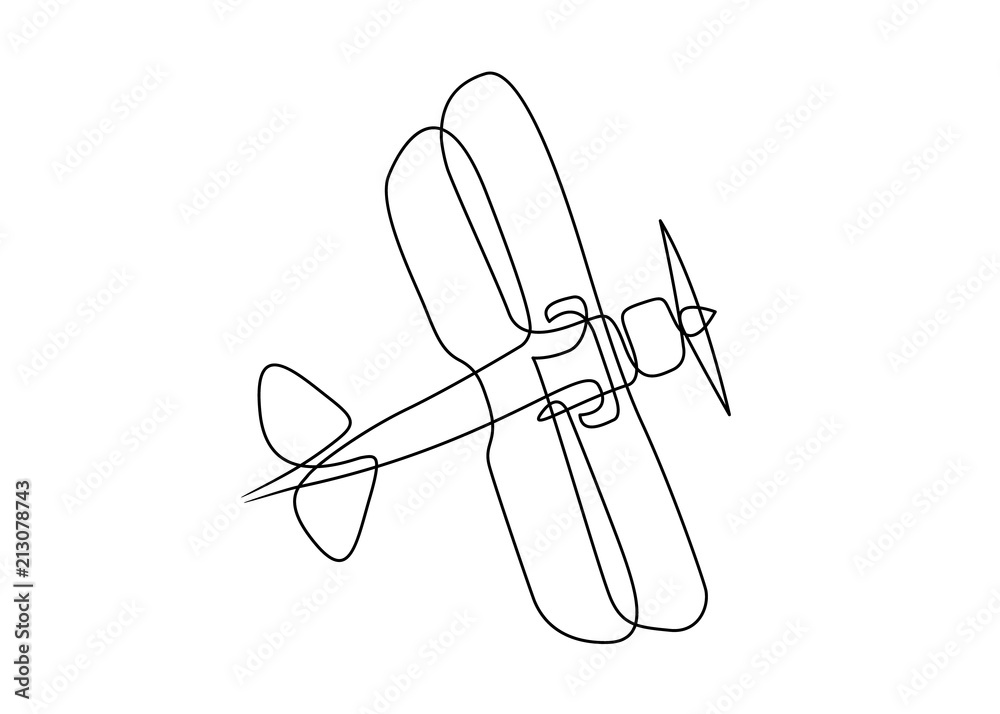 Continuous line drawing of jet plane Stock Vector | Adobe Stock