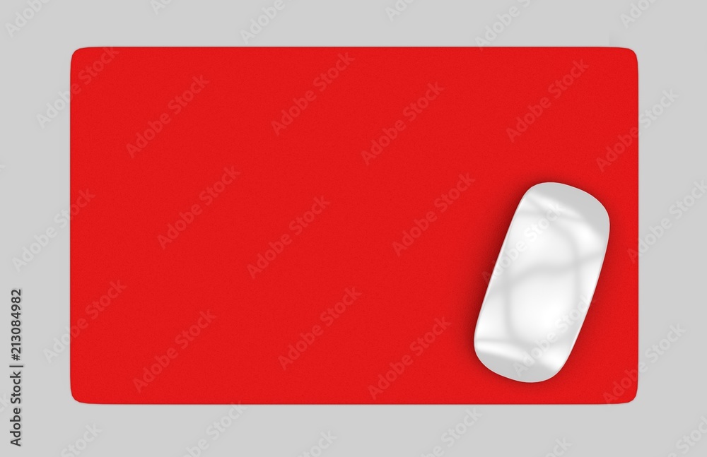 Rectangular Blank mouse pad with computer mouse for branding or design presentation. 3d render ...