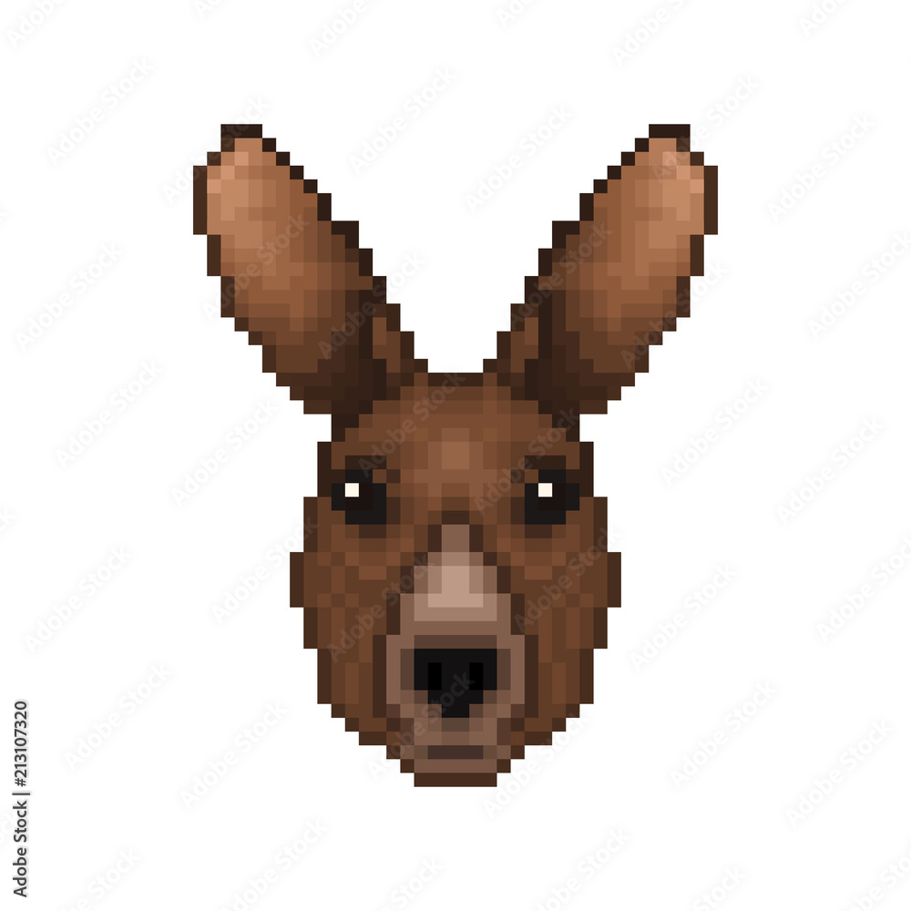 Cartoon pixelated Kangaroo icon. Pixel design. Vector illustration ...