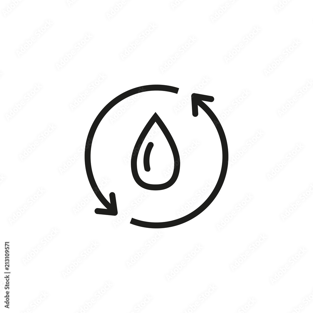 Water drop with recycle symbol line icon. Circle, liquid, arrow. Fresh ...