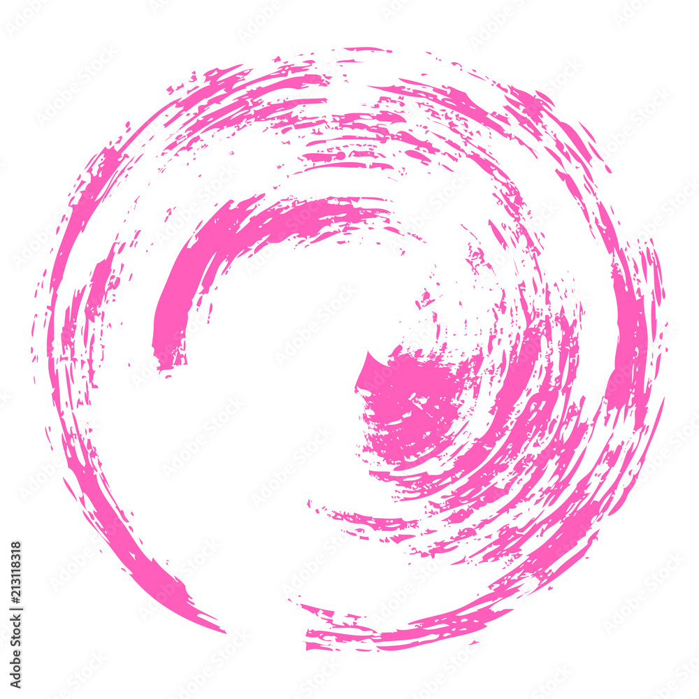 Vector hand-drawn watercolor brush strokes in the form of a circle of ...
