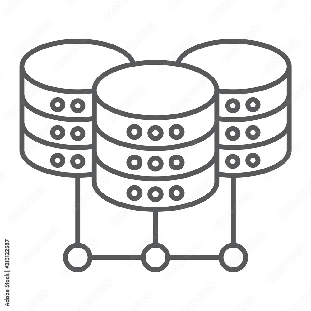 Data Center thin line icon, data and analytics, network hosting sign ...