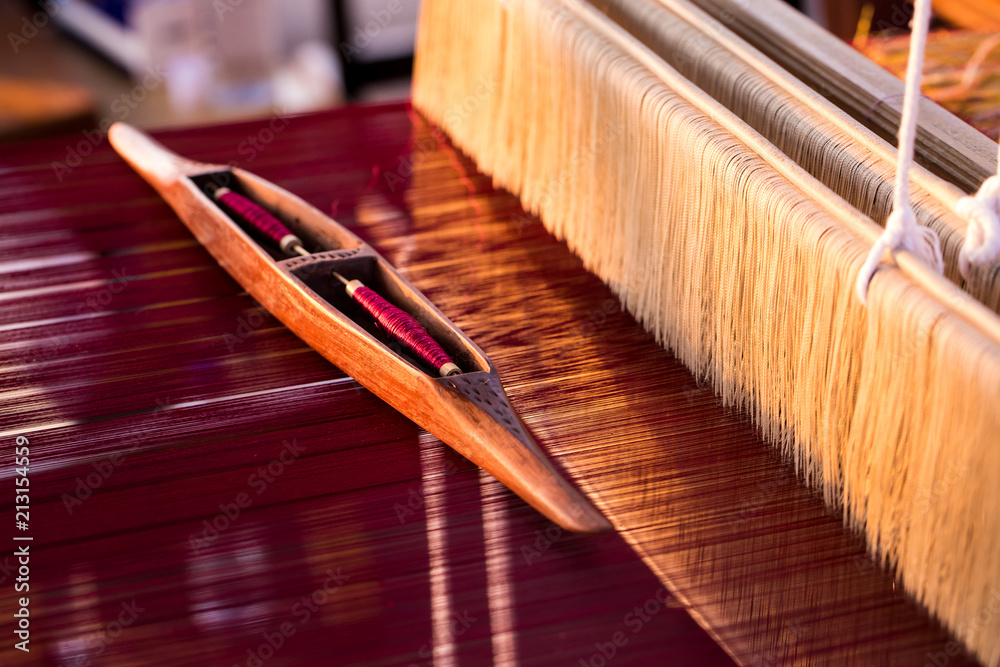 Process of Thai silk weaving in the production of Thai silk in ...