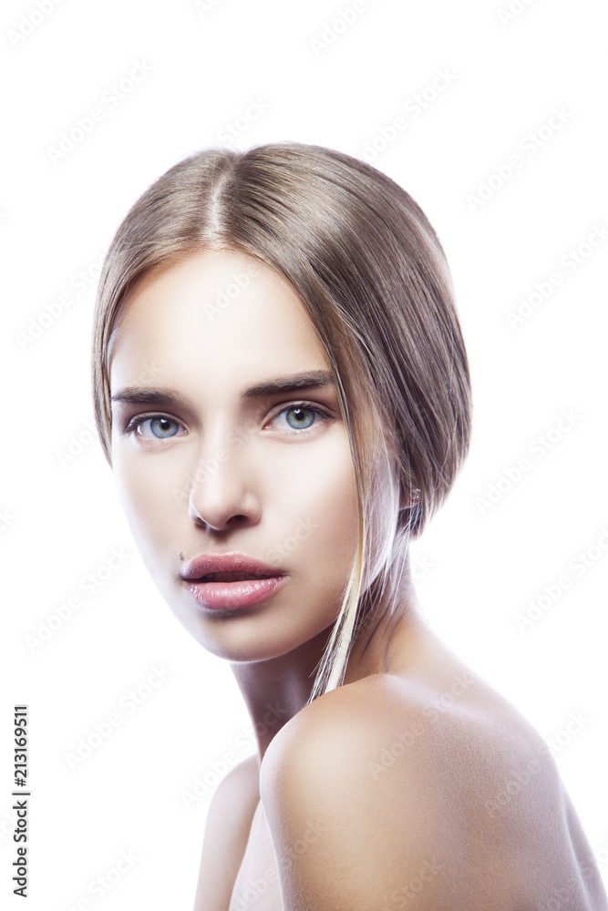 Foto Stock Beautiful young fashion model girl portrait. Blond hair ...