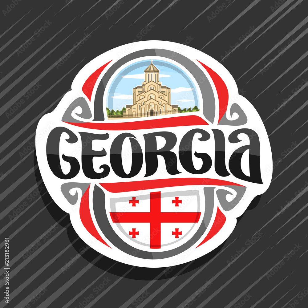 Vector logo for Georgia country, fridge magnet with georgian flag ...