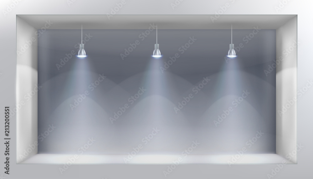 Display window. Empty space for exhibition. Vector illustration. Stock ...