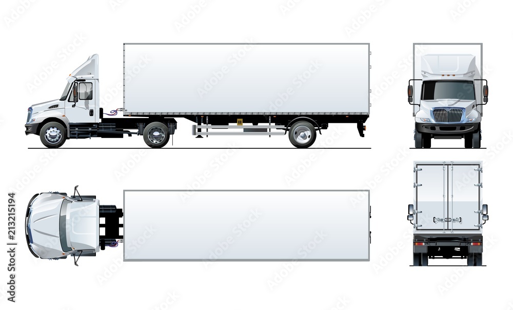 Vector semi truck template isolated on white Stock Vector | Adobe Stock